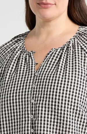 Sanctuary Gingham Button-up Shirt - Black