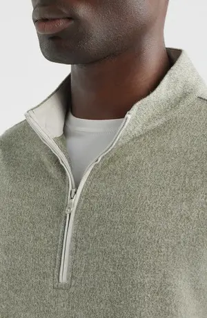 Scott Barber Marled Quarter Zip Pullover - Agave