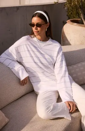 Travis Mathew Cloud Oversized Terry Sweatshirt - White Multi