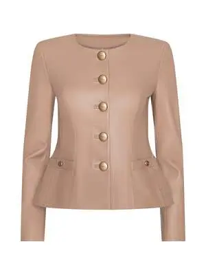 L'Agence Mariella Leather Jacket - Cappuccino
