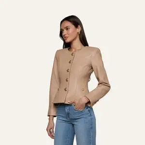 L'Agence Mariella Leather Jacket - Cappuccino