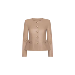 L'AGENCE Mariella Leather Jacket - Cappuccino