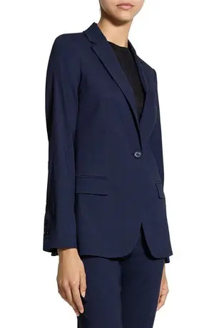 Theory Linen-blend Blazer - Midnight Navy