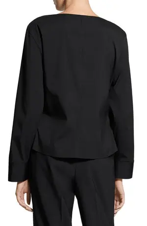 Theory Button Sleeve Boat Neck Top