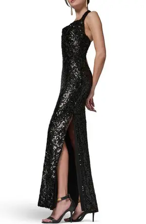Donna Karan New York Sequin Halter Gown
