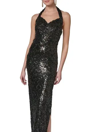 Donna Karan New York Sequin Halter Gown