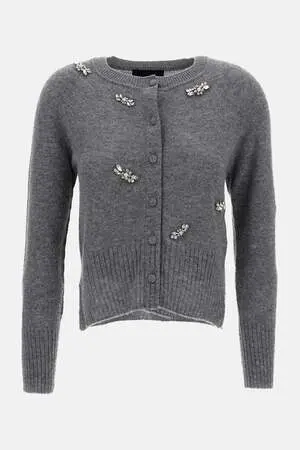 Simone Rocha Cashmere Cardigan With Crystal Embellishments - Grey