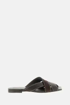 TOD'S Smooth And Suede Leather Sandals - Brown
