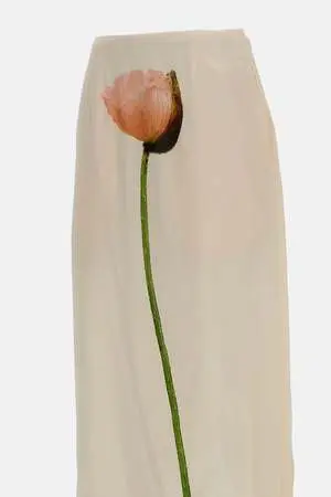 Simone Rocha Pencil Skirt With Poppy Print - Beige