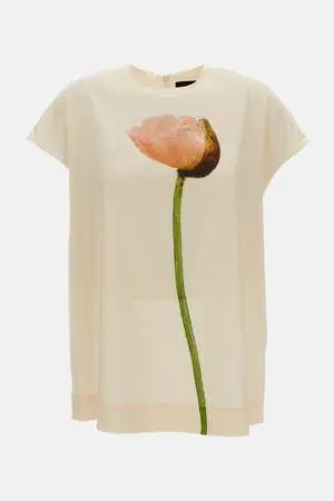 Simone Rocha Sleeveless Poppy Print Top - Beige
