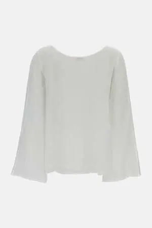 BIFFI V-neck Linen Top - Bianco