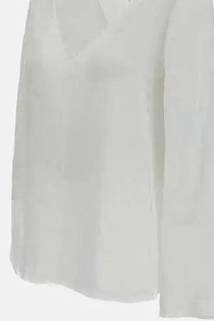 BIFFI V-neck Linen Top - Bianco