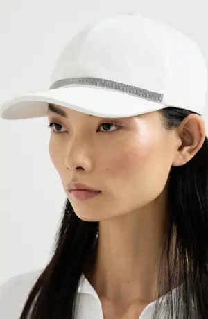 Brunello Cucinelli Baseball Cap With Monili - White