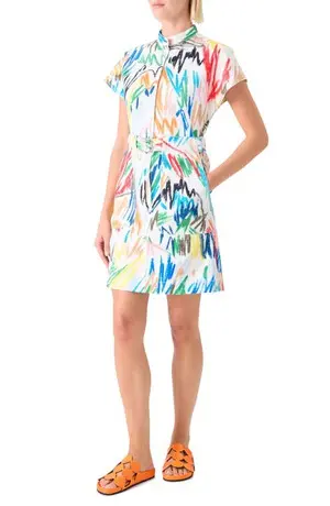Akris Scribble Print Stretch Denim Minidress