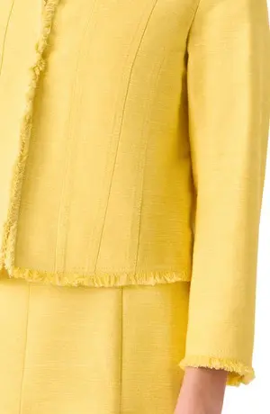 Akris Crop Silk & Cotton Shantung Jacket - Lemon Zing