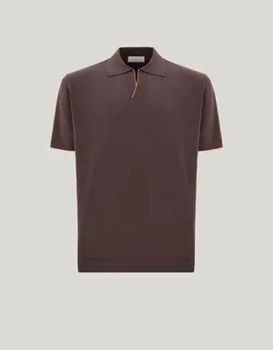 Canali Cotton And Silk Polo Shirt With Contrasting Piping