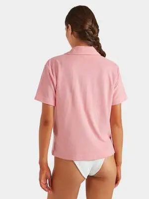 Hunza G Terry Towelling Cuban Shirt - Pink