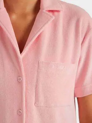 Hunza G Terry Towelling Cuban Shirt - Pink