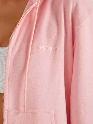 Hunza G Terry Towelling Zip Up Hoodie - Pink