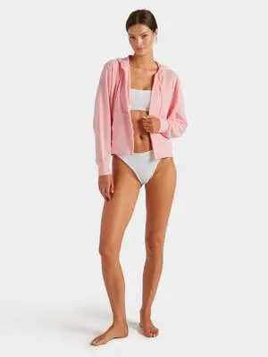 Hunza G Terry Towelling Zip Up Hoodie - Pink