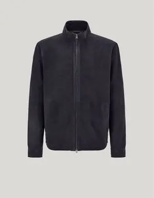 Canali Suede Jacket With Stand Collar - Blue