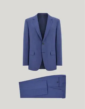 Canali 150's Wool And Silk Regular-fit Suit With Pinstripes - Light Blue
