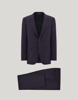 Canali Navy 160's Wool Regular-fit Suit With Herringbone Pattern - Blue