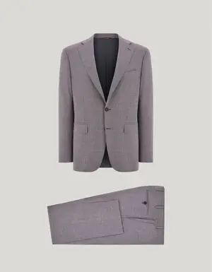 Canali Gray Pure Wool Modern-fit Suit With Micro-design - Grey