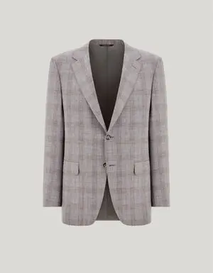 Canali Wool And Cashmere Jacket With Overcheck Motif