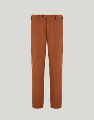 Canali Terracotta Regular Fit Chino Pants In Cotton And Silk Gabardine
