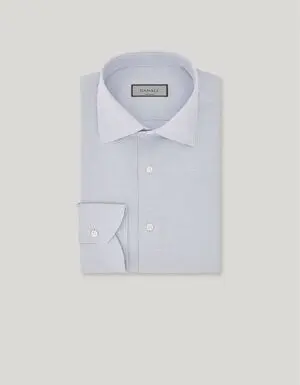 Canali Impeccabile Cotton Micro-plaid Regular-fit Shirt - Light Blue