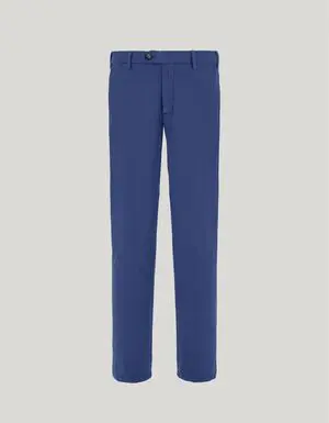 Canali Marine Regular Fit Chino Pants In Cotton And Silk Gabardine - Blue