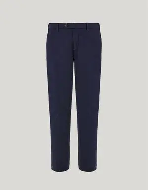 Canali Navy Regular Fit Chino Pants In Cotton And Silk Gabardine