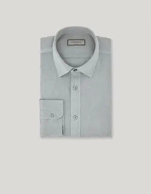 Canali Garment-dyed Linen Regular-fit Shirt With Narrow Pointed Collar - Green