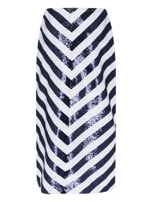 Ralph Lauren Sequin Embellished Midi Skirt - Blue