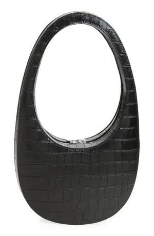 Coperni Swipe Croc-embossed Leather Handbag - Black