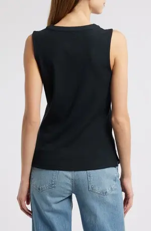 Rails Mayla Rib Henley Tank - Black