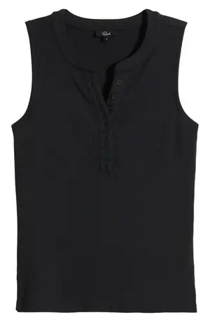 Rails Mayla Rib Henley Tank - Black