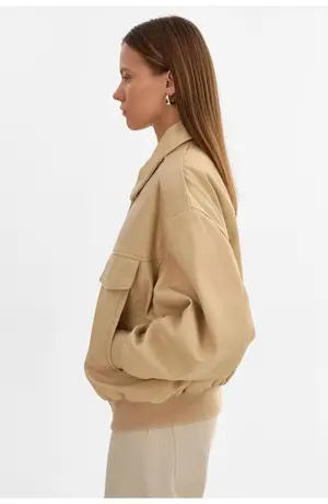LAMARQUE Trevanna Leather Bomber Jacket - Blond