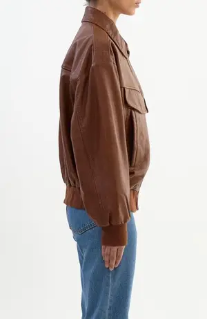 LAMARQUE Trevanna Leather Bomber Jacket - Cognac