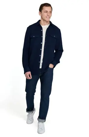 CON.STRUCT Slim Fit Solid Shirt Jacket - Navy