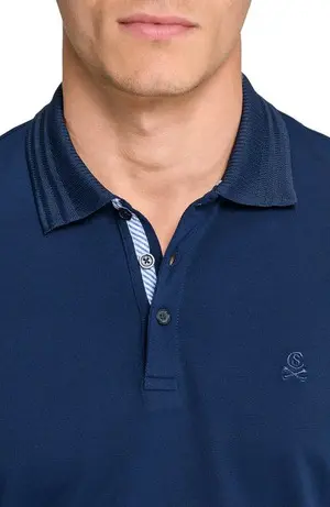 CON.STRUCT Slim Fit Short Sleeve Solid Polo - Navy
