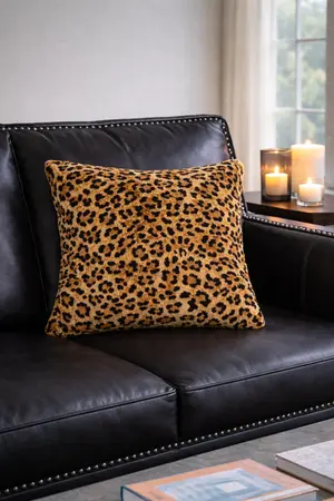 SEA TO ME BLANKETS Pacific Faux Fur Pillow - Leopard