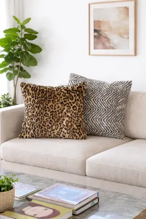 SEA TO ME BLANKETS Pacific Faux Fur Pillow - Leopard