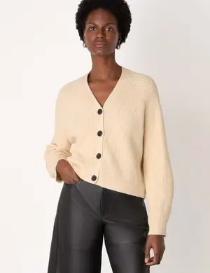Whistles Cotton V-neck Cardigan - Ivory