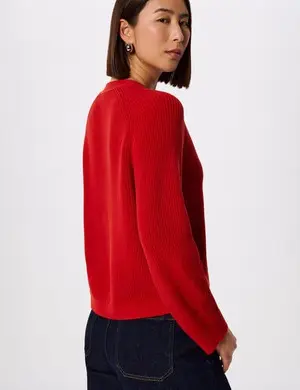 Whistles Cotton V-neck Cardigan - Red