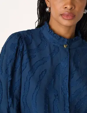 Whistles Textured Animal Stripe Shirt - Navy