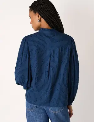 Whistles Textured Animal Stripe Shirt - Navy