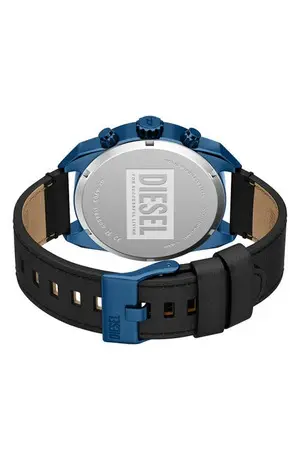 DIESEL® Chronograph Leather Strap Watch - Blue