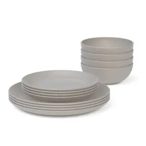 EKOBO Round Side Plateset Of 4 - Stone